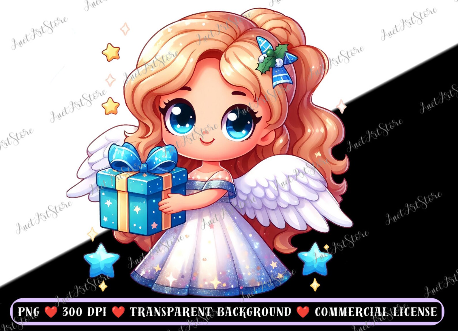 Angel Girl Png, Cute Angels in Dresses With Gifts, Angels Bandle Png ...