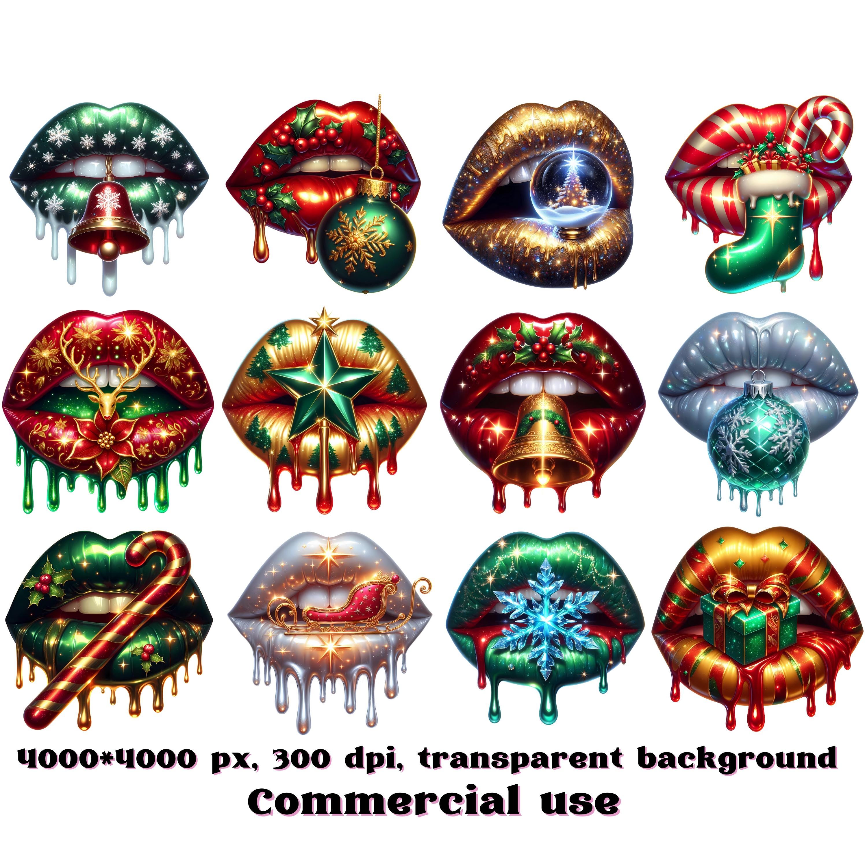 Lips Clipart, Lips Png, Glossy Lips, Christmas Lips, Christmas Clipart ...