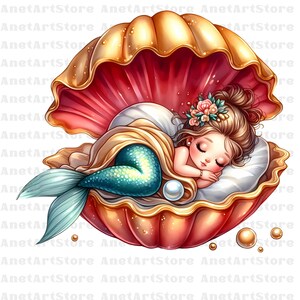 Mermaid PNG, Sleeping Mermaid Clipart, Sea PNG, Sublimation Design ...