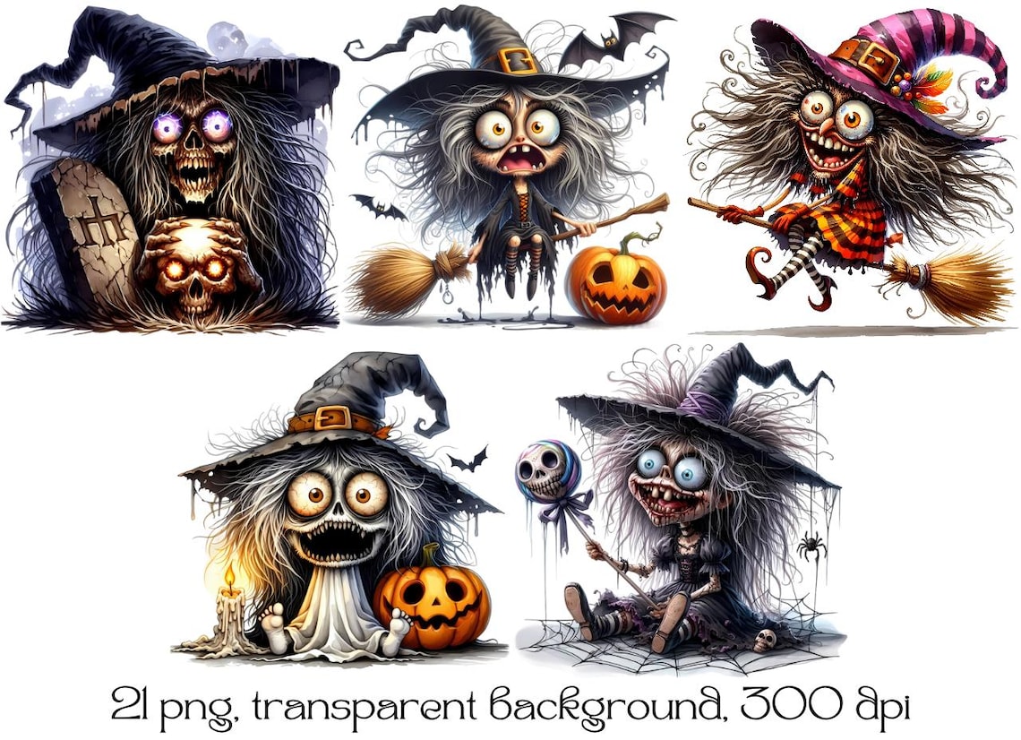 Witch Clipart, Spooky Witch Clipart, Witch Png, Watercolour Witch ...
