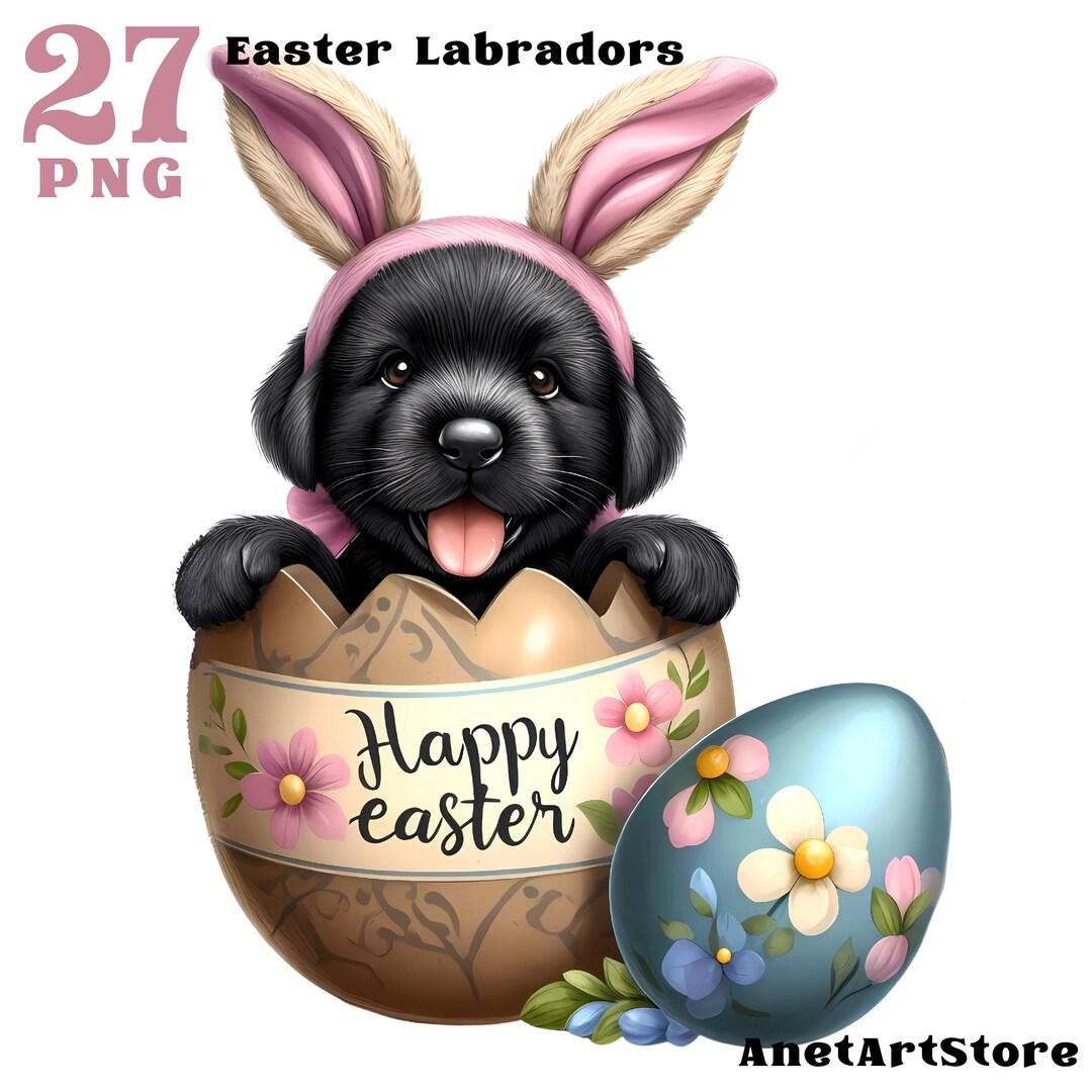 Easter Clipart, Easter Dog Clipart, Easter Labrador Clipart, Wall Art ...