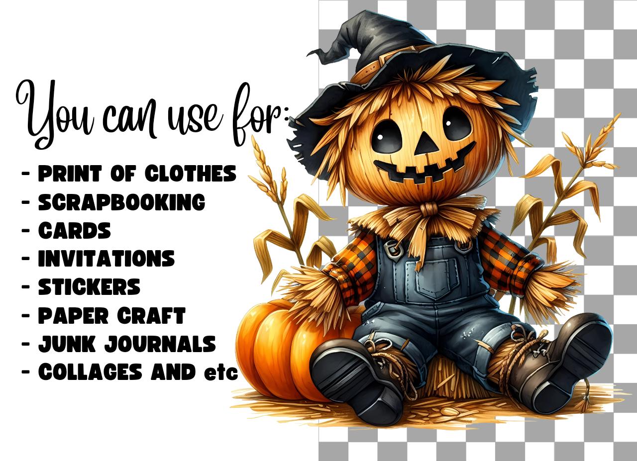 Scarecrow Clipart Fall Scarecrow Png Cute Scarecrow Graphic Autumn ...