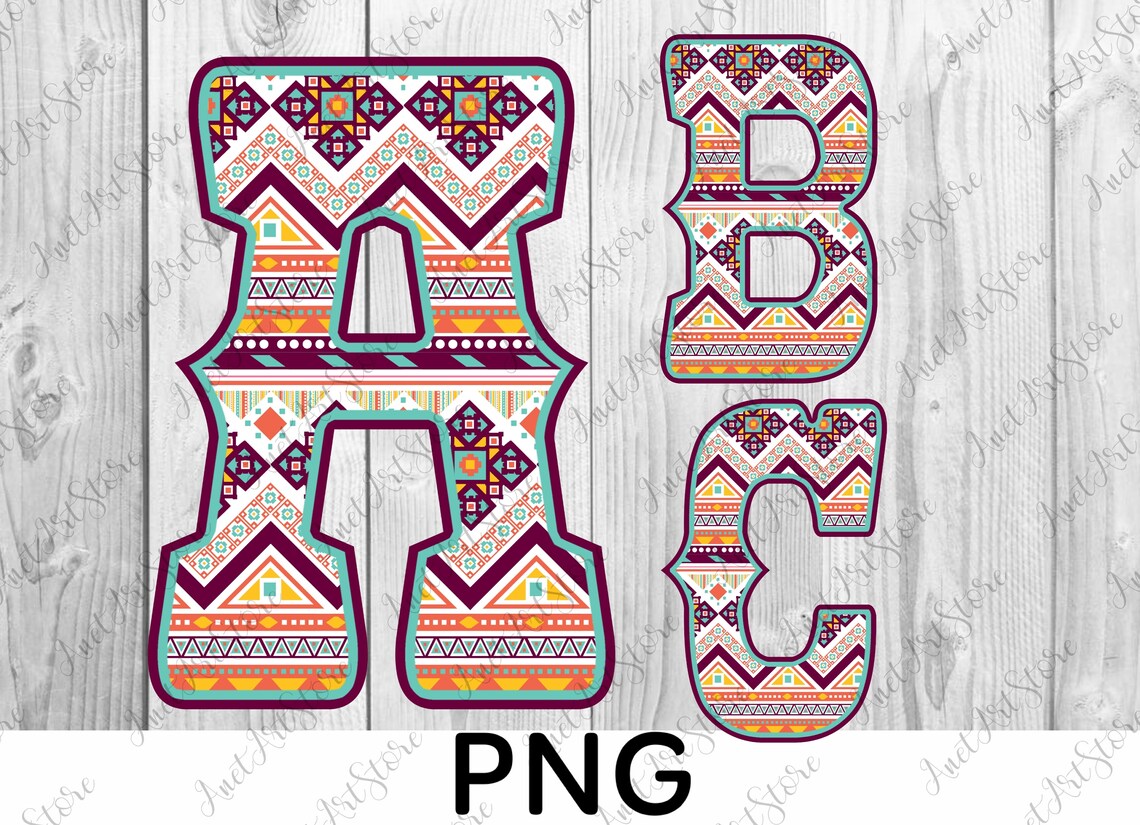 Western Alphabet PNG, Boho Letters Png, Watercolor Letters, Watercolor ...