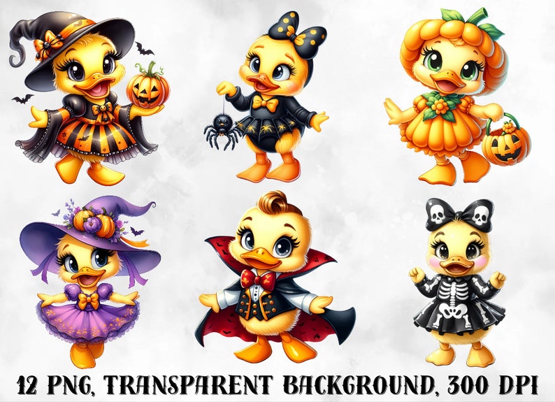 Ducks Clip Art, Cute Ducks Clipart, Halloween Clipart, Halloween ...