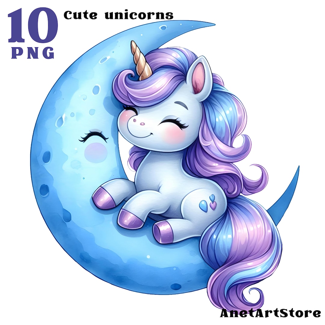 Unicorn Clip Art, Cute Unicorns Clip Art, B'day Wall Art Decor ...