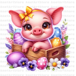 Cute Farm Animals Clipart Easter Clipart Farmhouse Illustration Easter ...