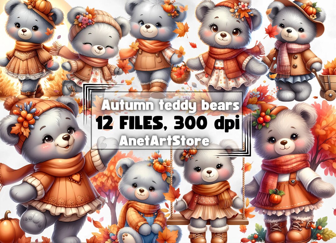 Bear Clip Art, Cute Bears Clipart, Halloween Clipart, Halloween ...