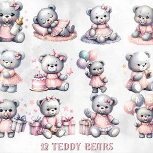 B'day Teddy Bears Clipart, Clipart Bears, Cute Baby Bears, Birthday ...