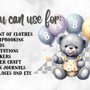 B'day Teddy Bears Clipart, Clipart Bears, Cute Baby Bears, Birthday ...