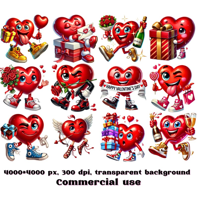 Heart Clipart Funny Valentine Clipart Valentine's Day Illustration ...