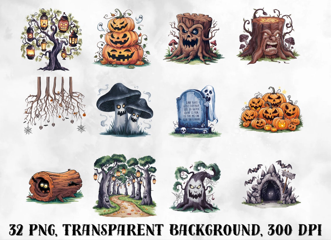 Halloween Clipart, Funny Halloween Png, Spooky Clipart, Cute Halloween ...
