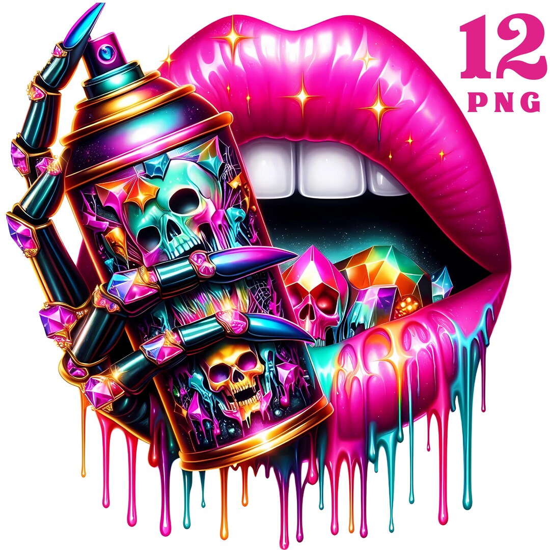 Lips Clipart, Spooky Lips, Halloween Clipart, Halloween Lips, Glossy ...