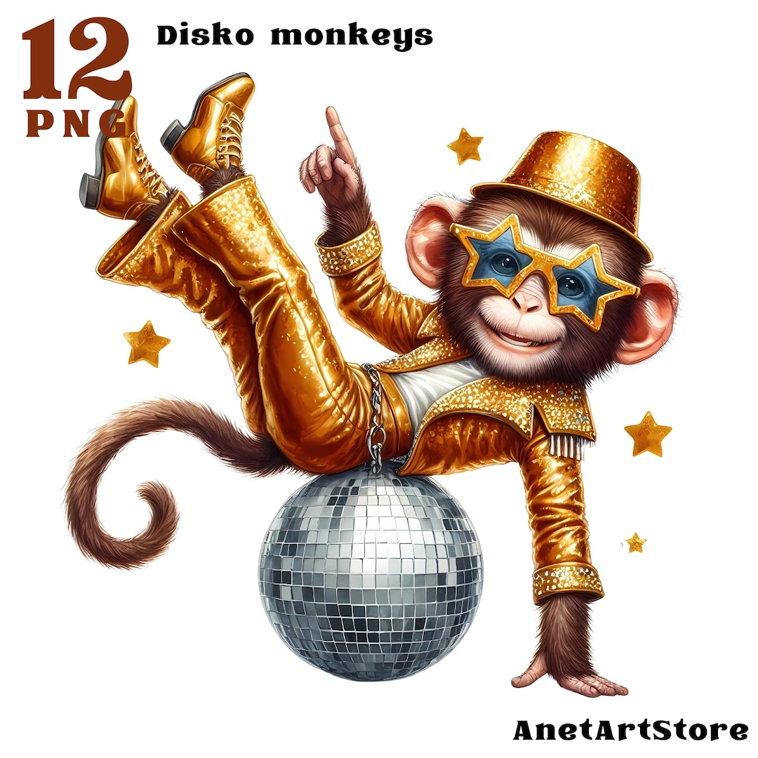 Monkey Clipart, Monkeys Clipart, Disco Clipart, Dancing, Dancer Png, B ...