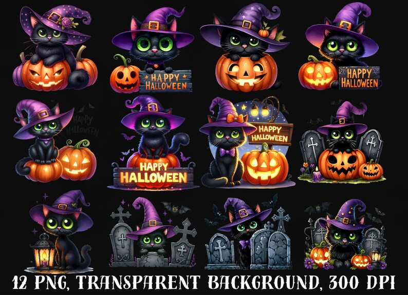 Black Cat Clipart, Cats Clipart, Halloween Clipart, Halloween Costumes ...