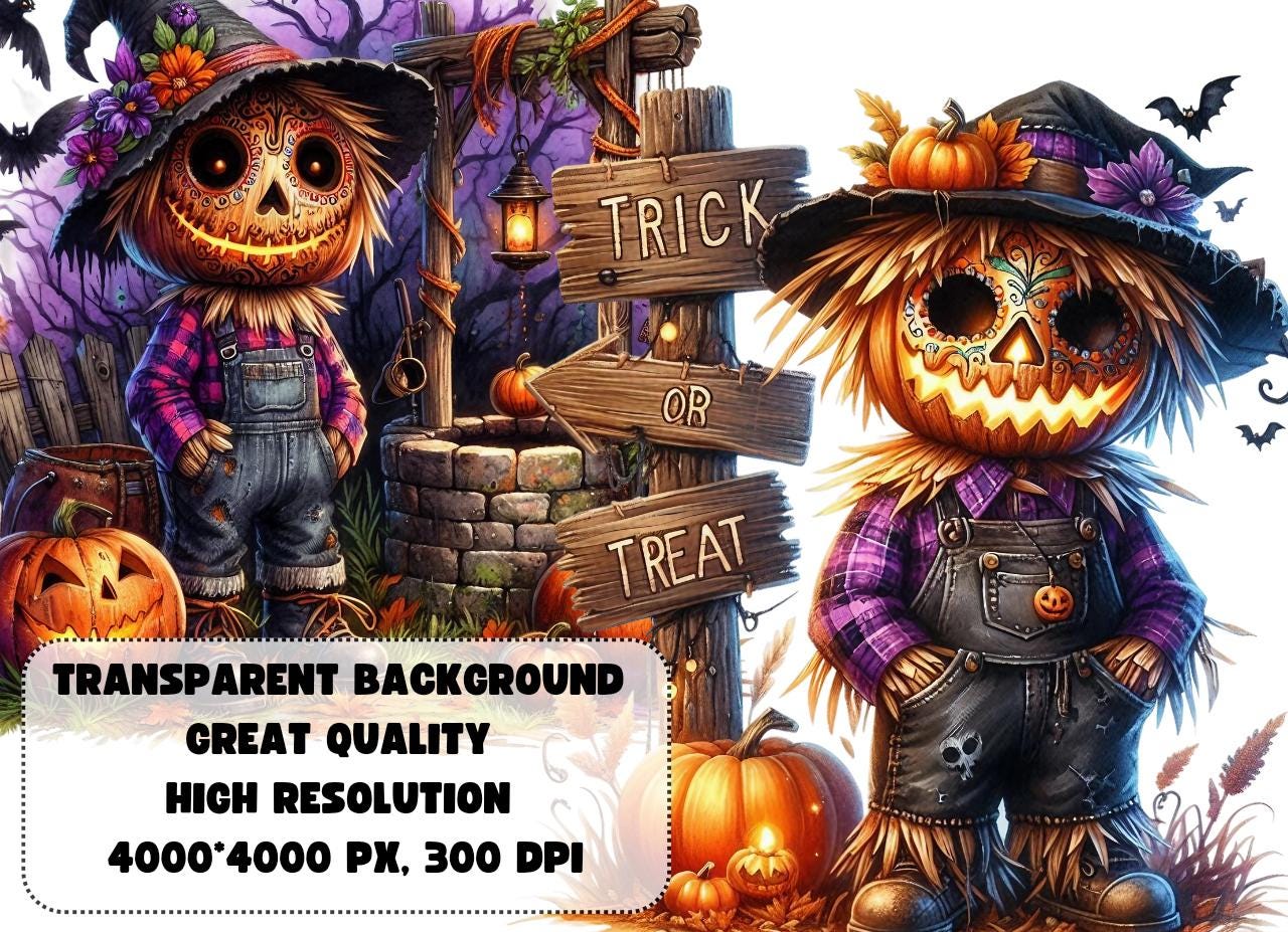Scarecrow Clipart Fall Scarecrow Png Cute Scarecrow Graphic, Halloween ...