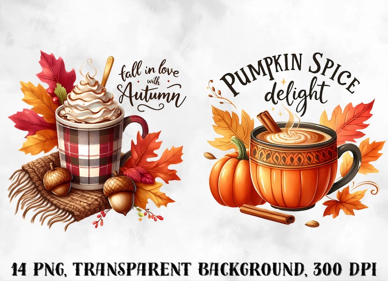Autumn Clipart, Cozy Autumn Png, Autumn Sublimation, Coffee Clipart ...