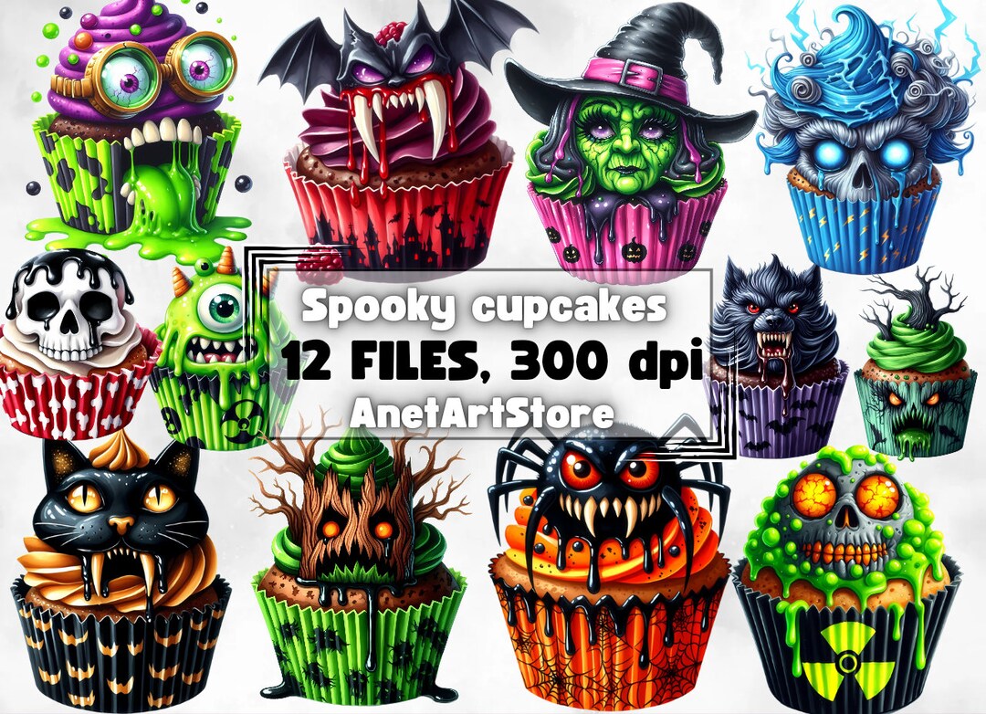 Cupcake Clipart, Halloween Cupcake Png, Spooky Clipart, Bakery Clipart ...