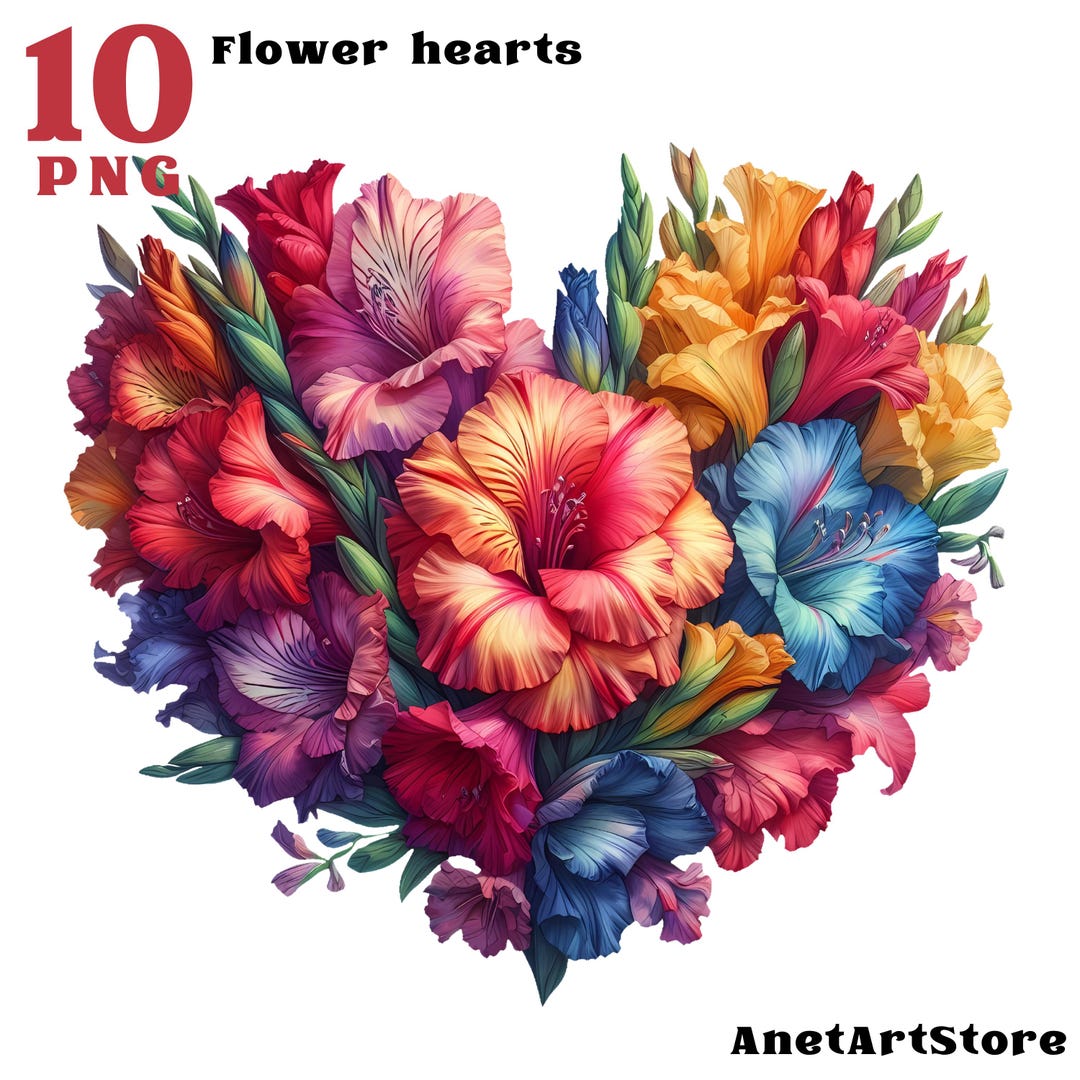 Hearts Clipart Valentine's Day Clipart Flowers Clipart Floral Clipart ...