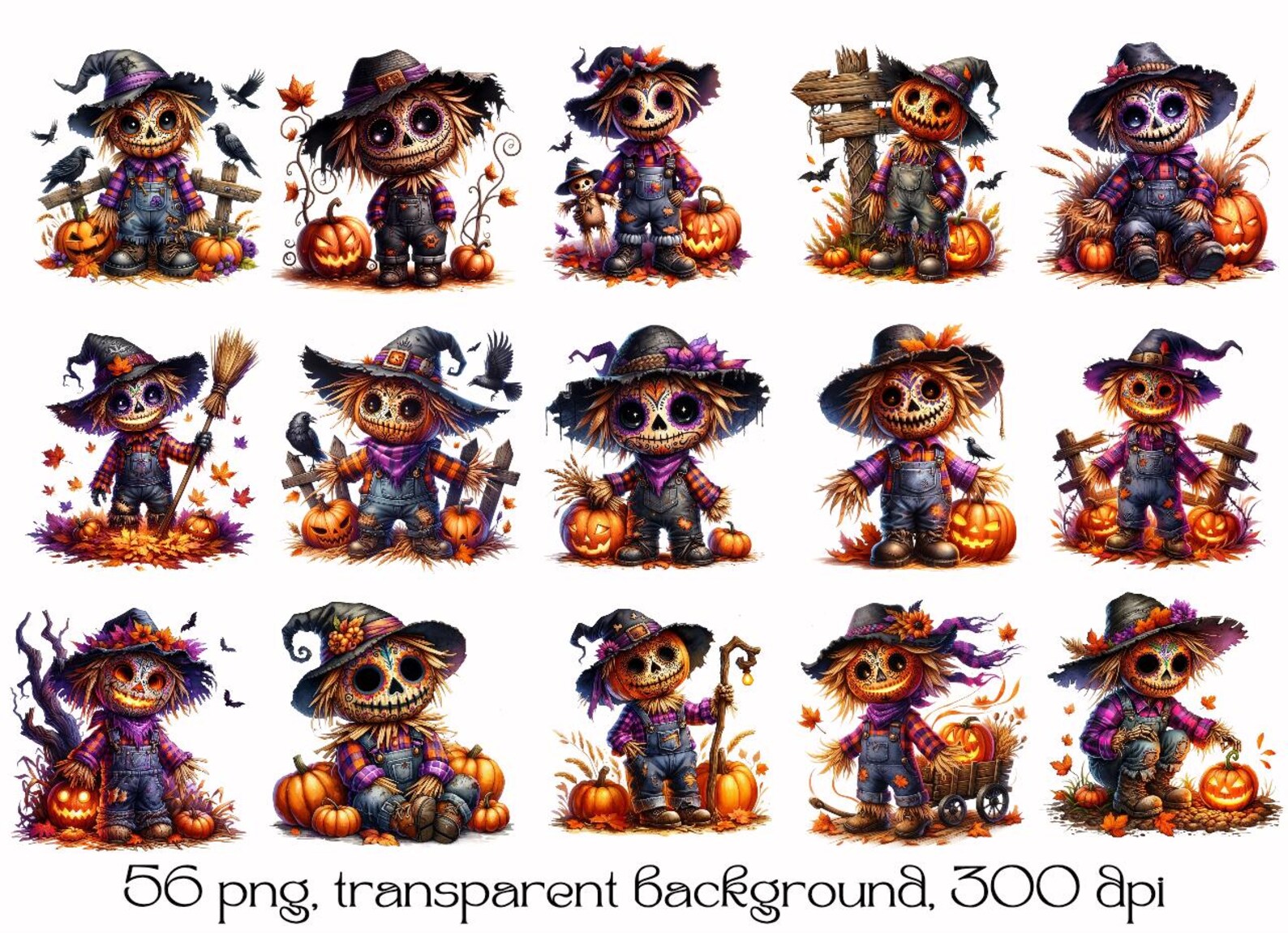 Scarecrow Clipart Fall Scarecrow Png Cute Scarecrow Graphic, Halloween ...