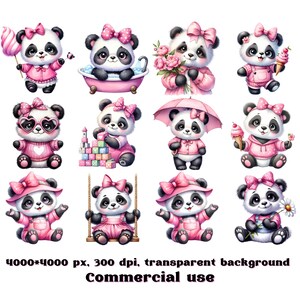 Panda Clipart, Cute Baby Girl Panda Png, Little Pandas Clip Art, Panda ...