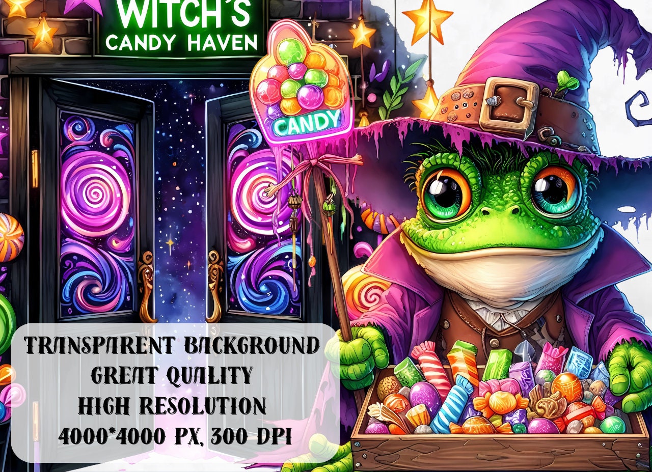 Halloween Candy Shop Clipart, Funny Halloween Png, Spooky Clipart, Cute ...