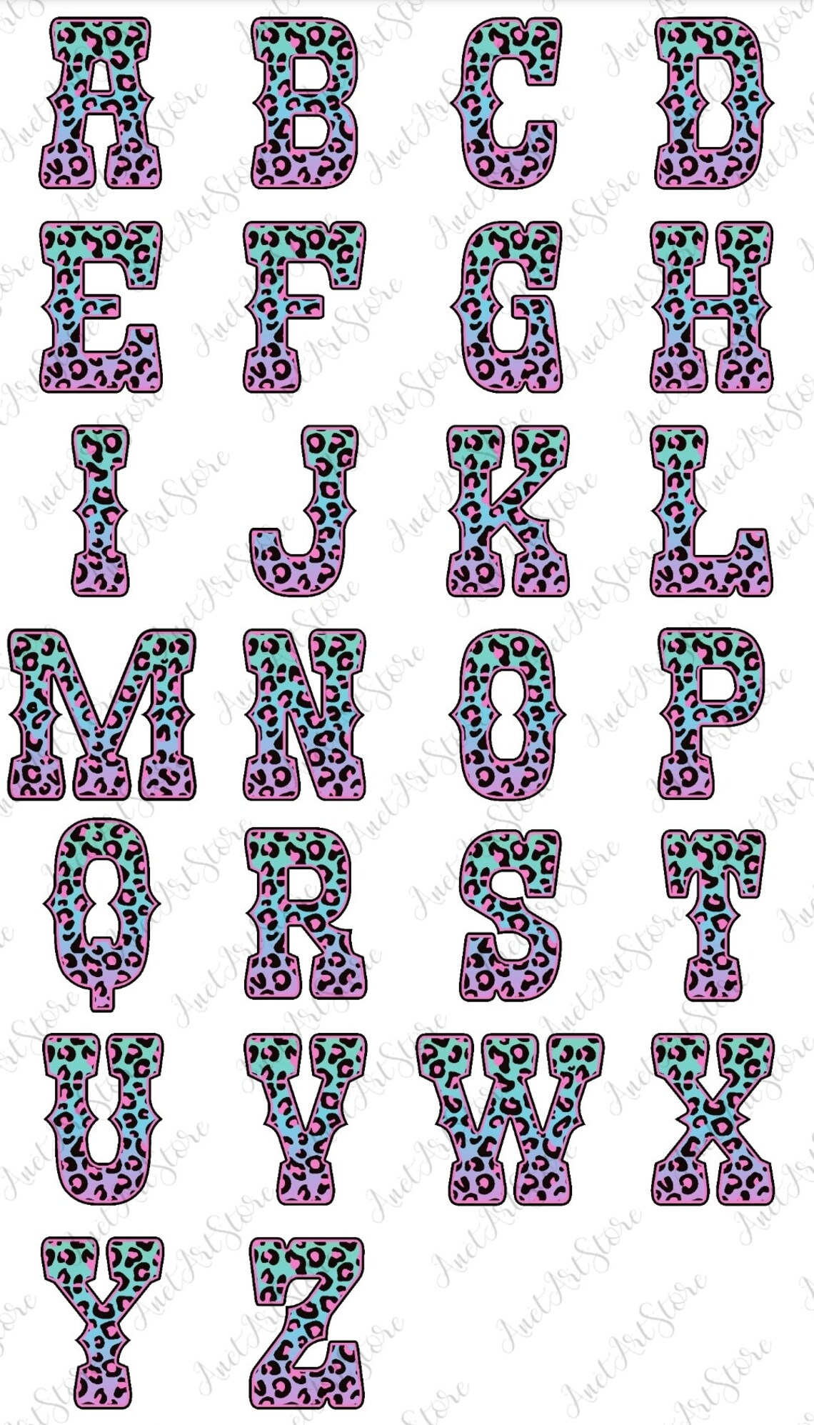 Colorful Leopard Alphabet PNG Rainbow Letters Png Alphabet - Etsy