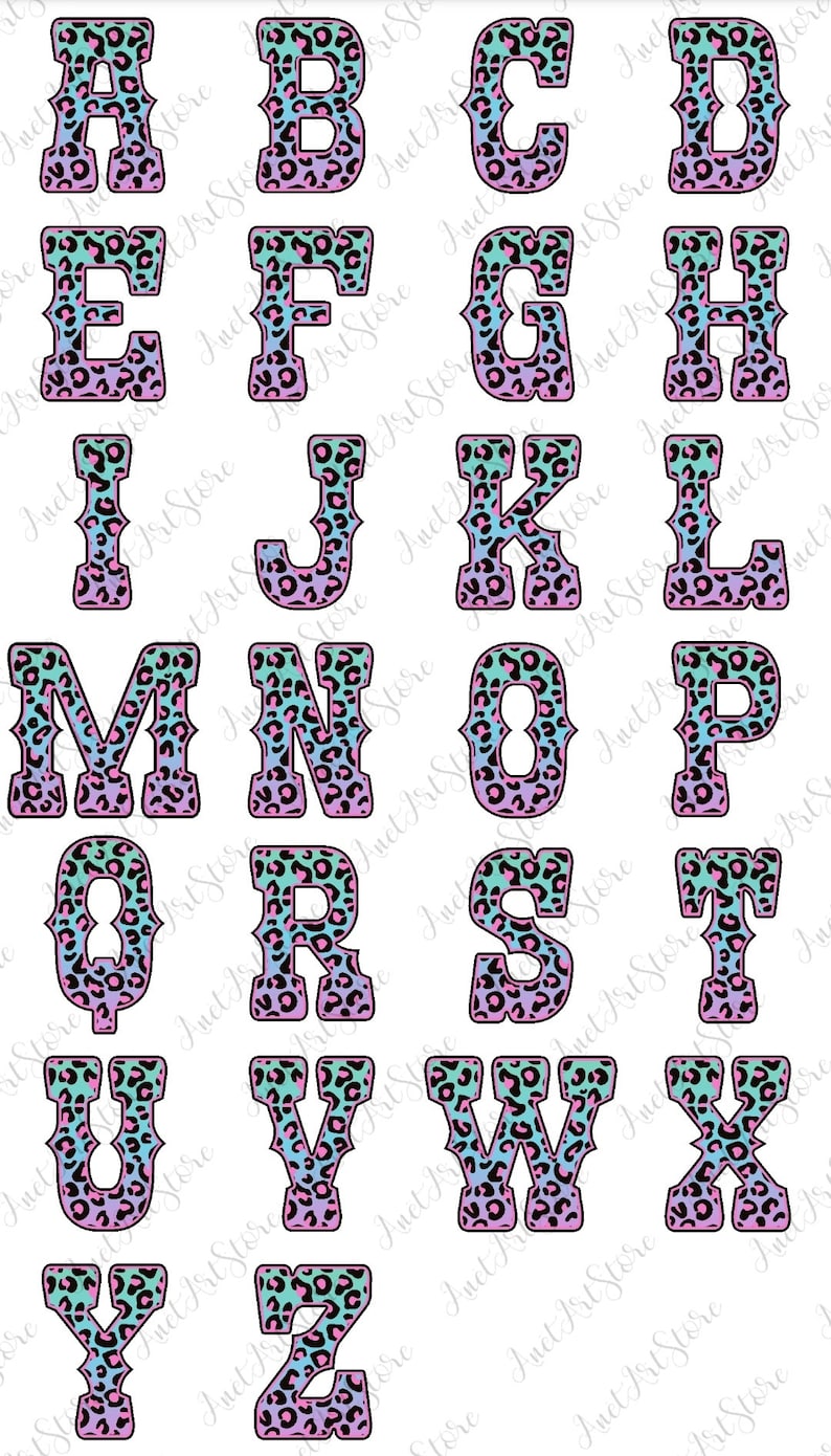 Colorful Leopard Alphabet PNG Rainbow Letters Png Alphabet - Etsy