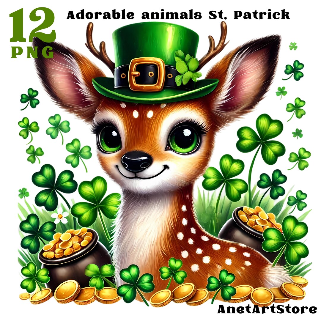 Adorable Animals Clipart St Patrick's Day Clipart Green Clipart Clover ...
