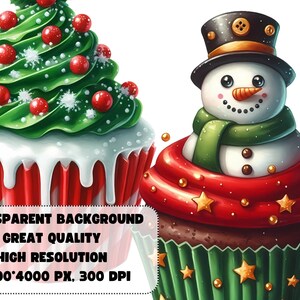 Cupcake Clipart, Christmas Cupcake Png, Winter Clipart, Bakery Clipart ...