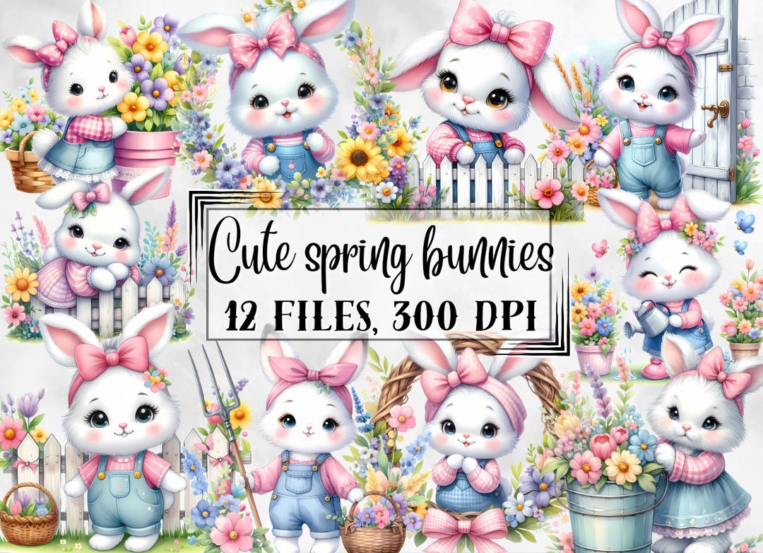 Spring Clipart, Spring Bunnies Png, Mothers Day Cliart, Easter ...