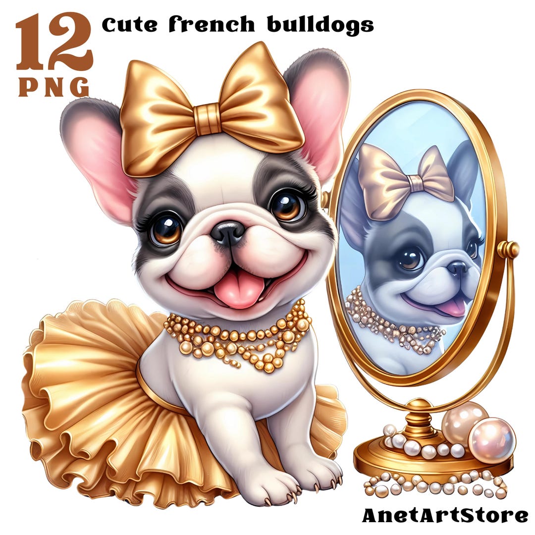 French Bulldog Clipart, Cute Frenchie Clip Art, Glamour Dog Clipart ...