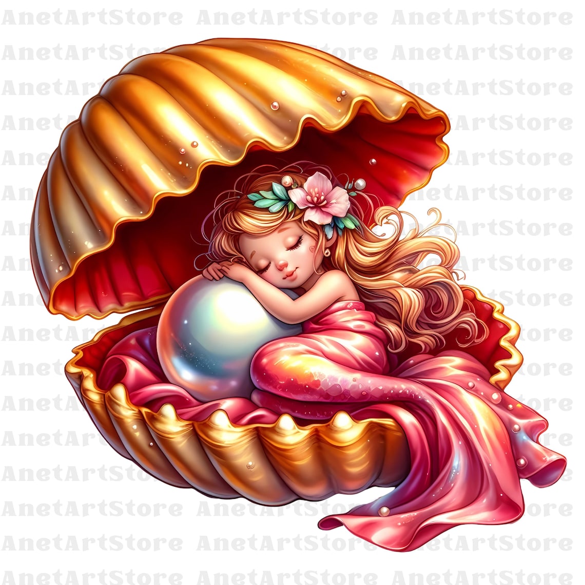 Mermaid PNG, Sleeping Mermaid Clipart, Sea PNG, Sublimation Design ...