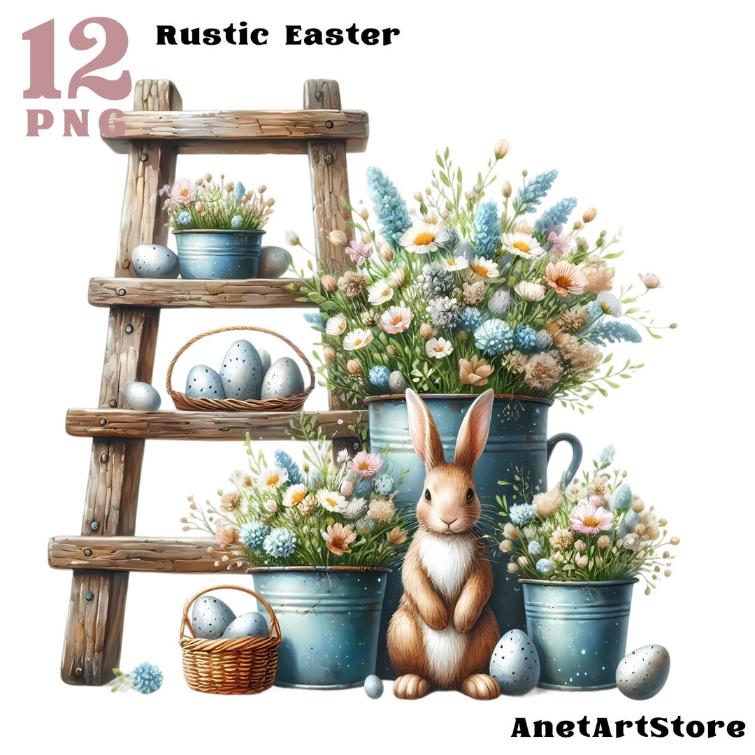Rustic Easter Clipart Farmhouse Easter Illustration Easter Decorations ...