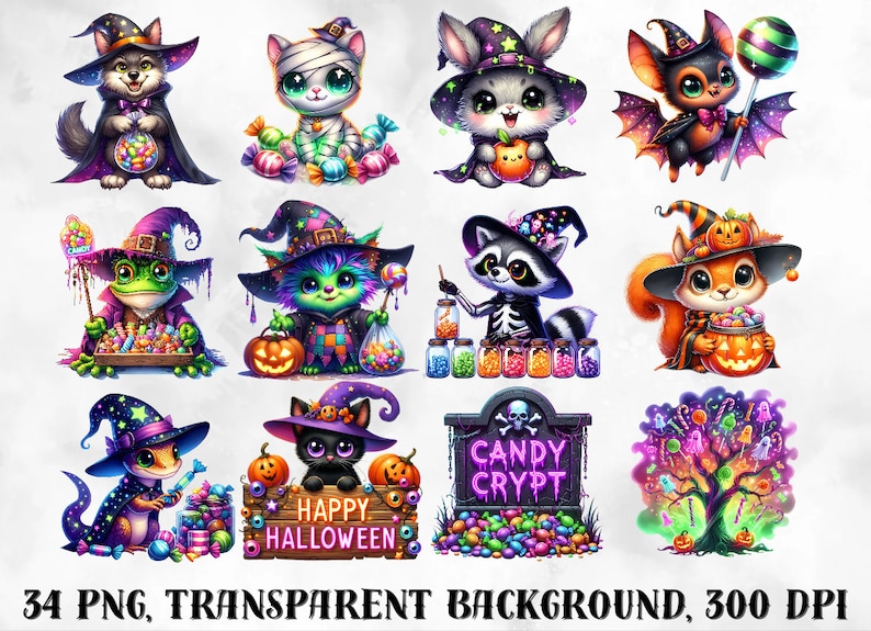 Halloween Candy Shop Clipart, Funny Halloween Png, Spooky Clipart, Cute ...