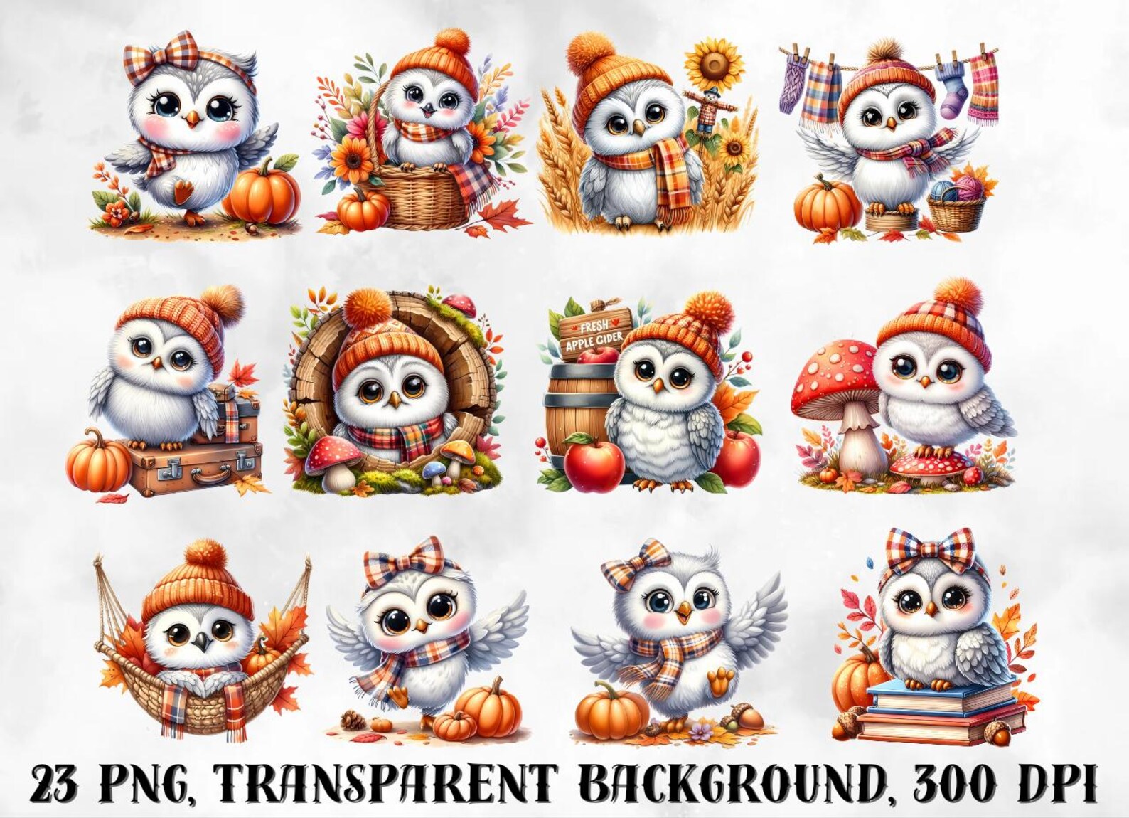 Owl Clipart, Owls Clipart, Owl Png, Watercolour Owl, Autumn Clipart ...