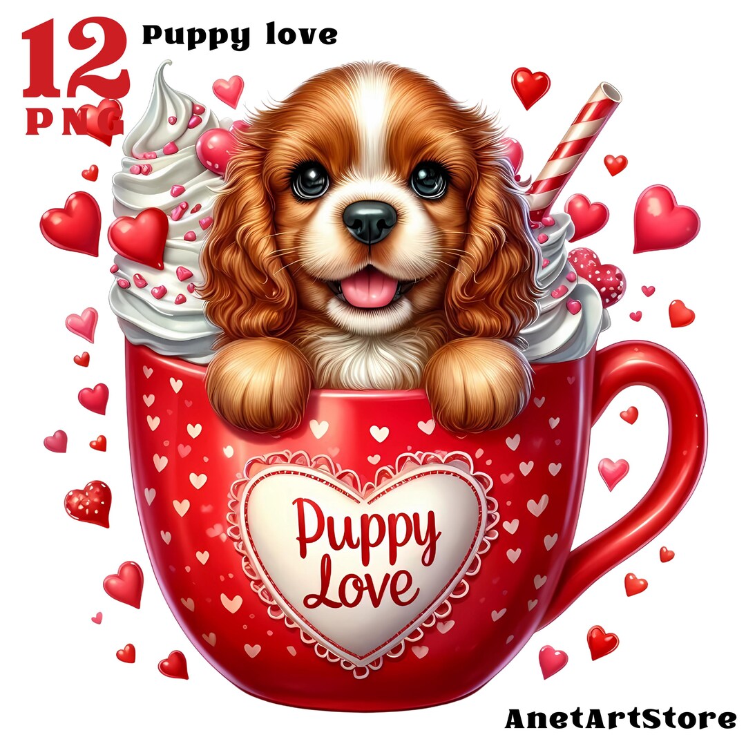 Dog Clipart Puppy Clipart Valentine Clipart Puppy Love Clipart Dog ...