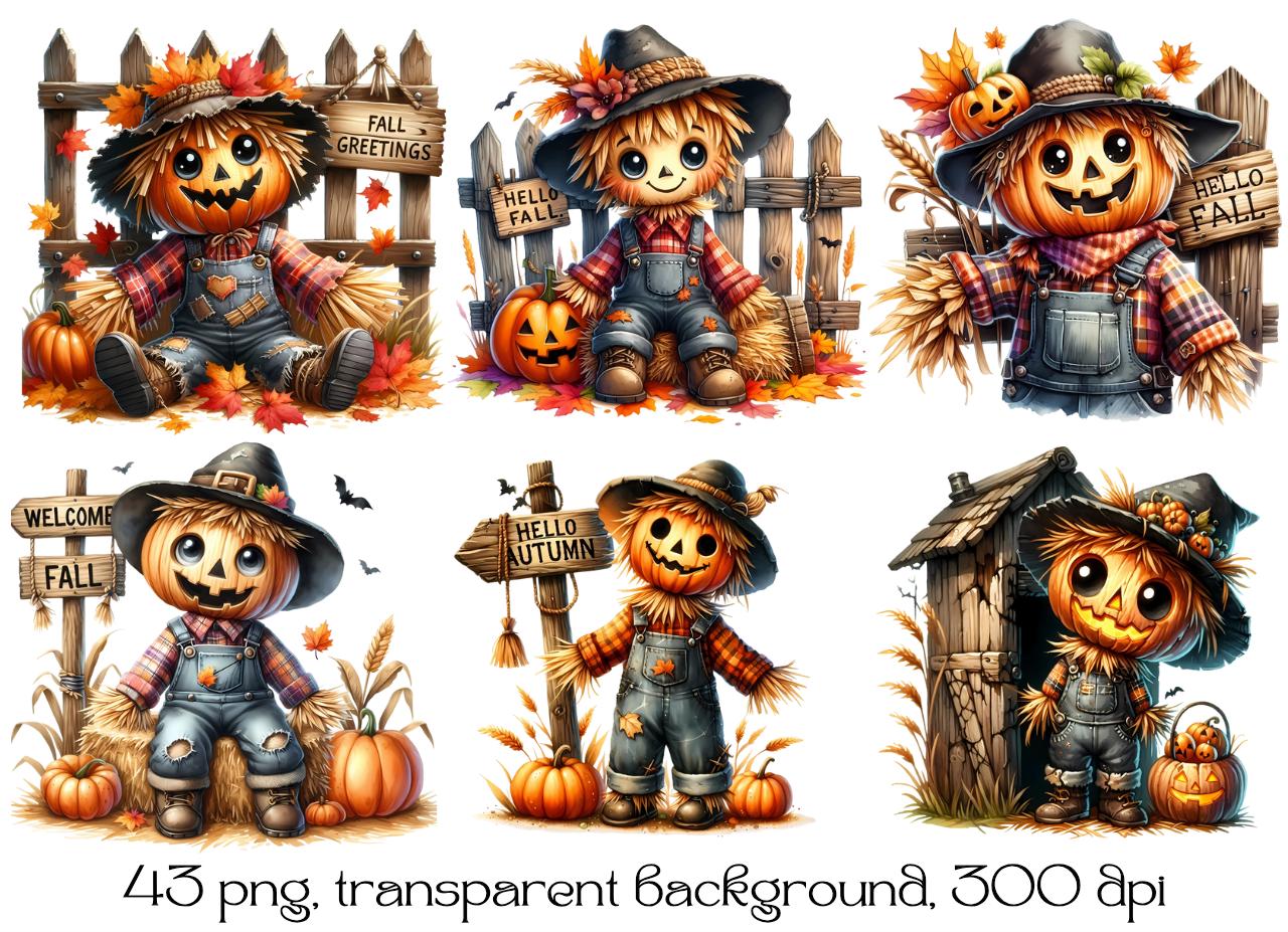 Scarecrow Clipart Fall Scarecrow Png Cute Scarecrow Graphic Autumn ...