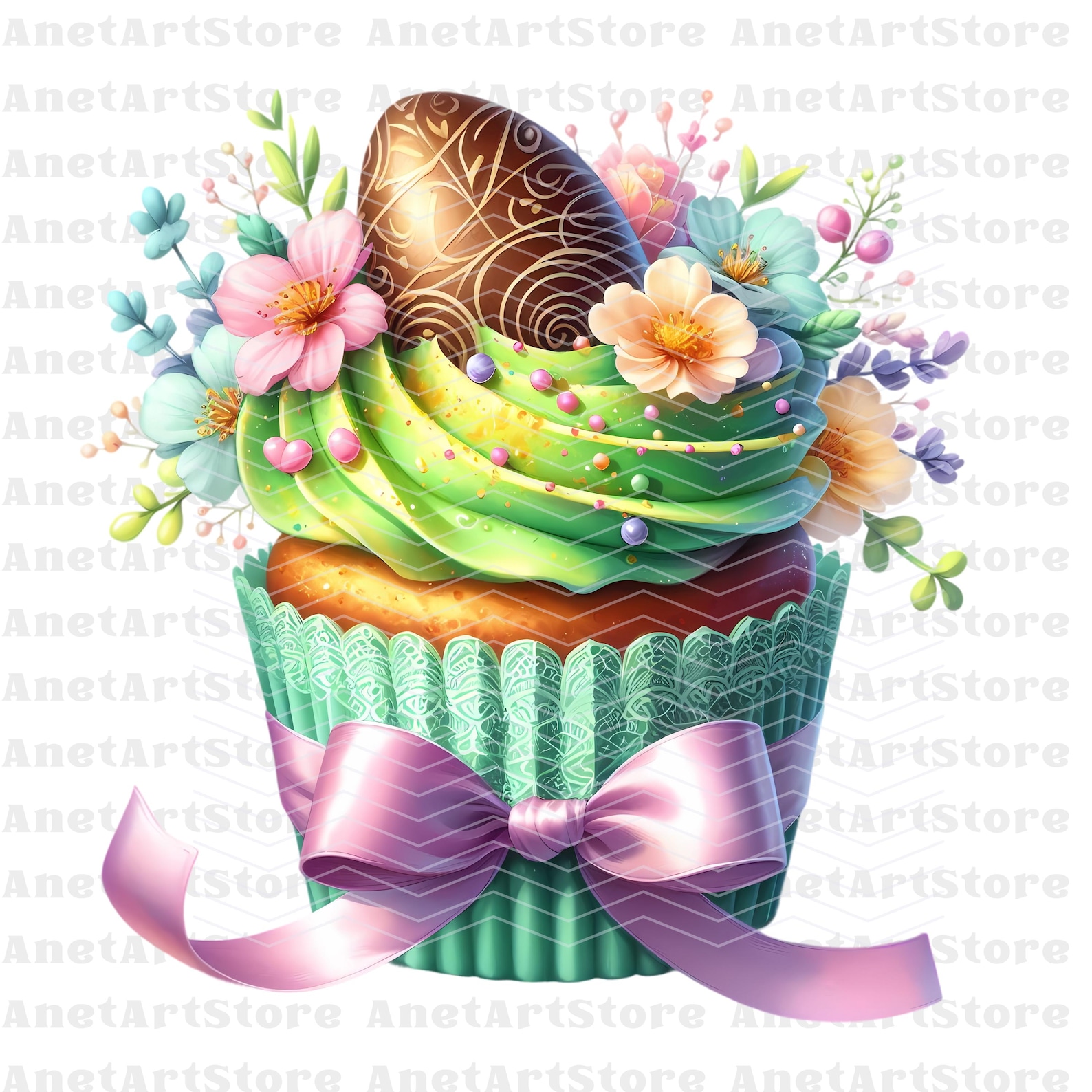 Easter Cupcake Clipart, Easter Egg Clip Art, Easter Sublimation, Easter ...