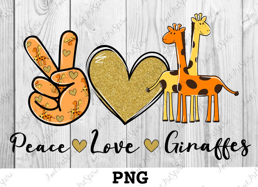 Peace Love Giraffes PNG, Animal Colorful Print, Digital Print ...