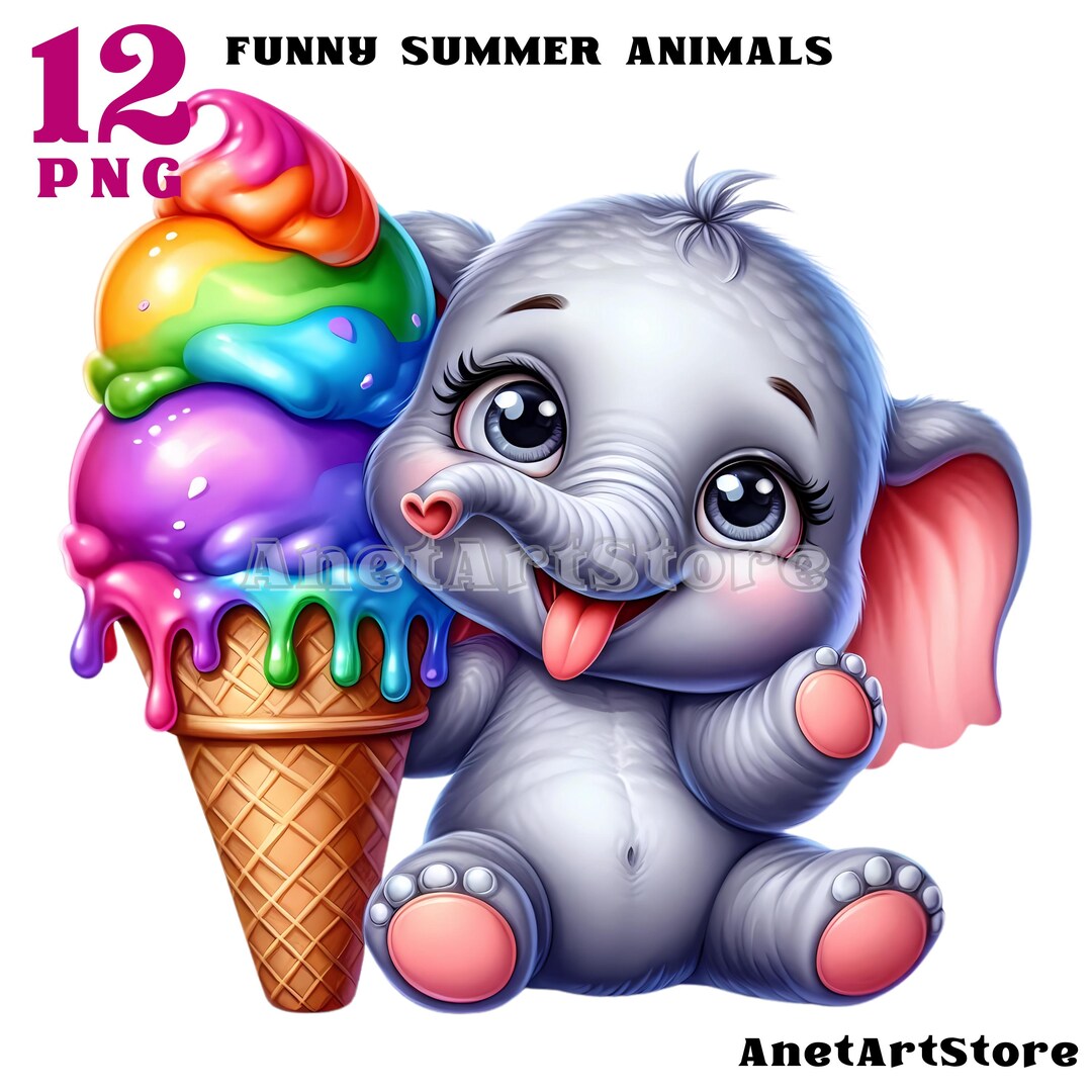 Summer Clipart Ice Cream Clipart Rainbow Clipart Elephant Clipart Zebra ...