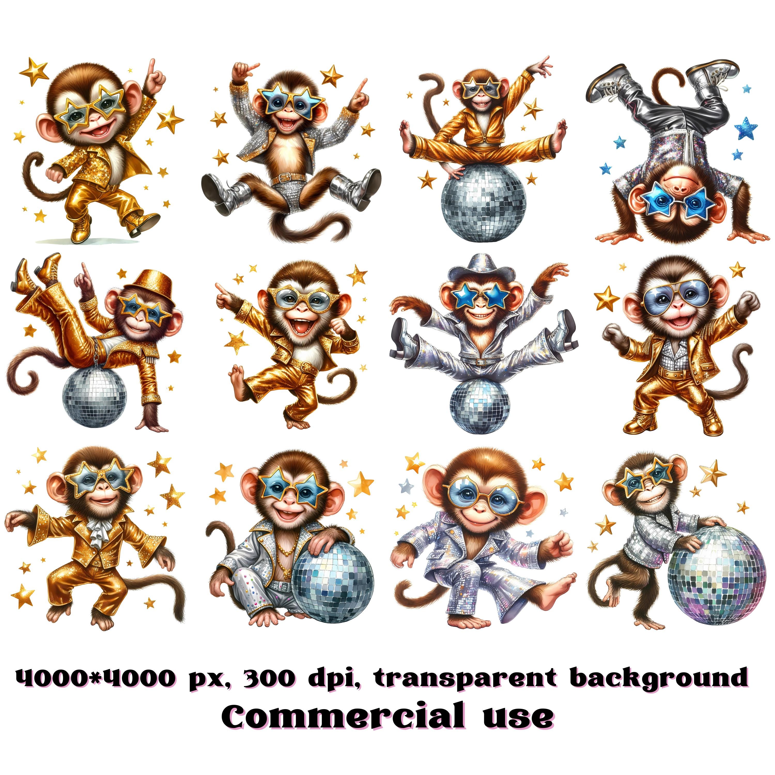 Monkey Clipart, Monkeys Clipart, Disco Clipart, Dancing, Dancer Png, B ...