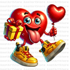 Heart Clipart Funny Valentine Clipart Valentine's Day Illustration ...
