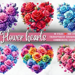 Hearts Sublimation, Flower Hearts, Valentine's Day Clip Art, Mother's ...