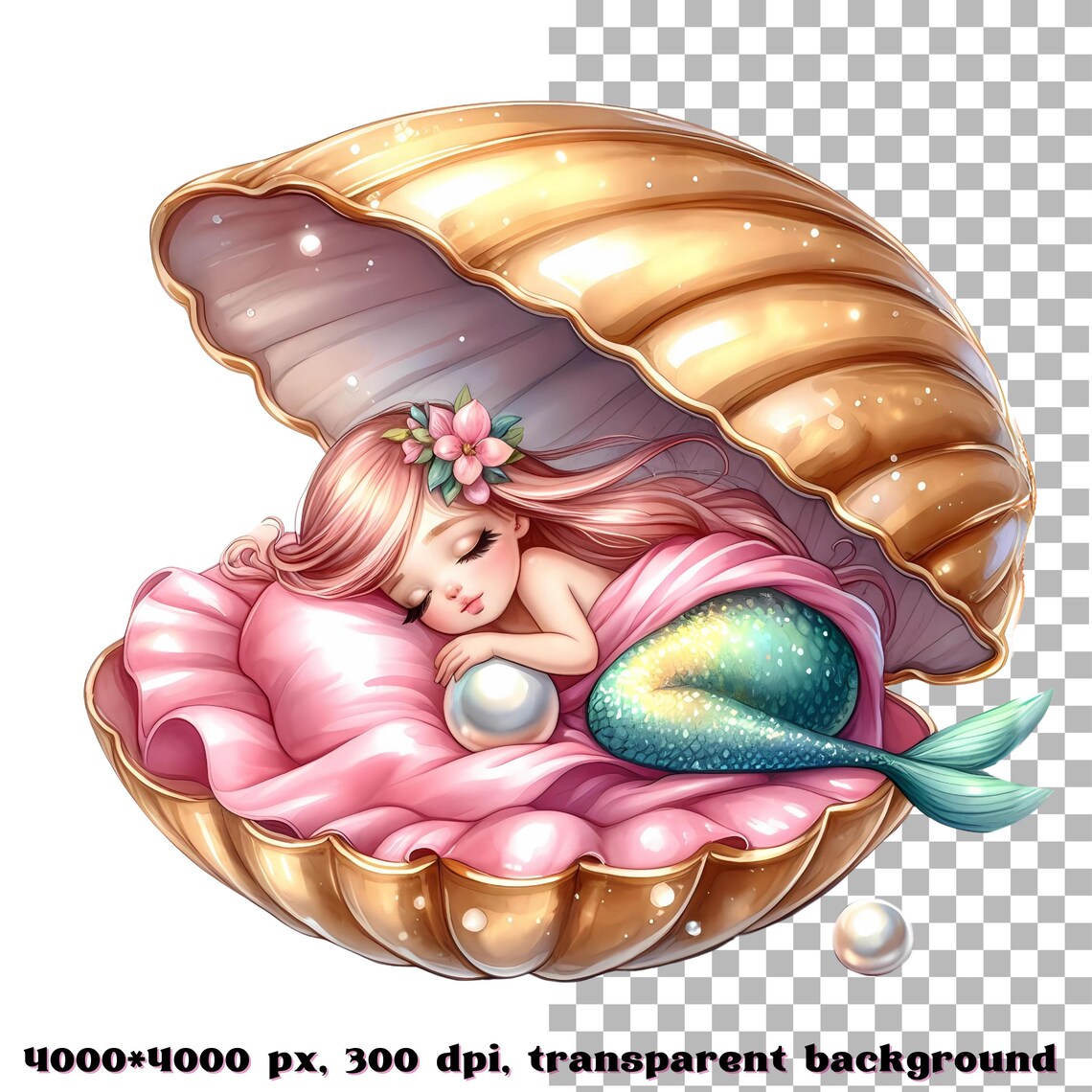 Mermaid PNG, Sleeping Mermaid Clipart, Sea PNG, Sublimation Design ...