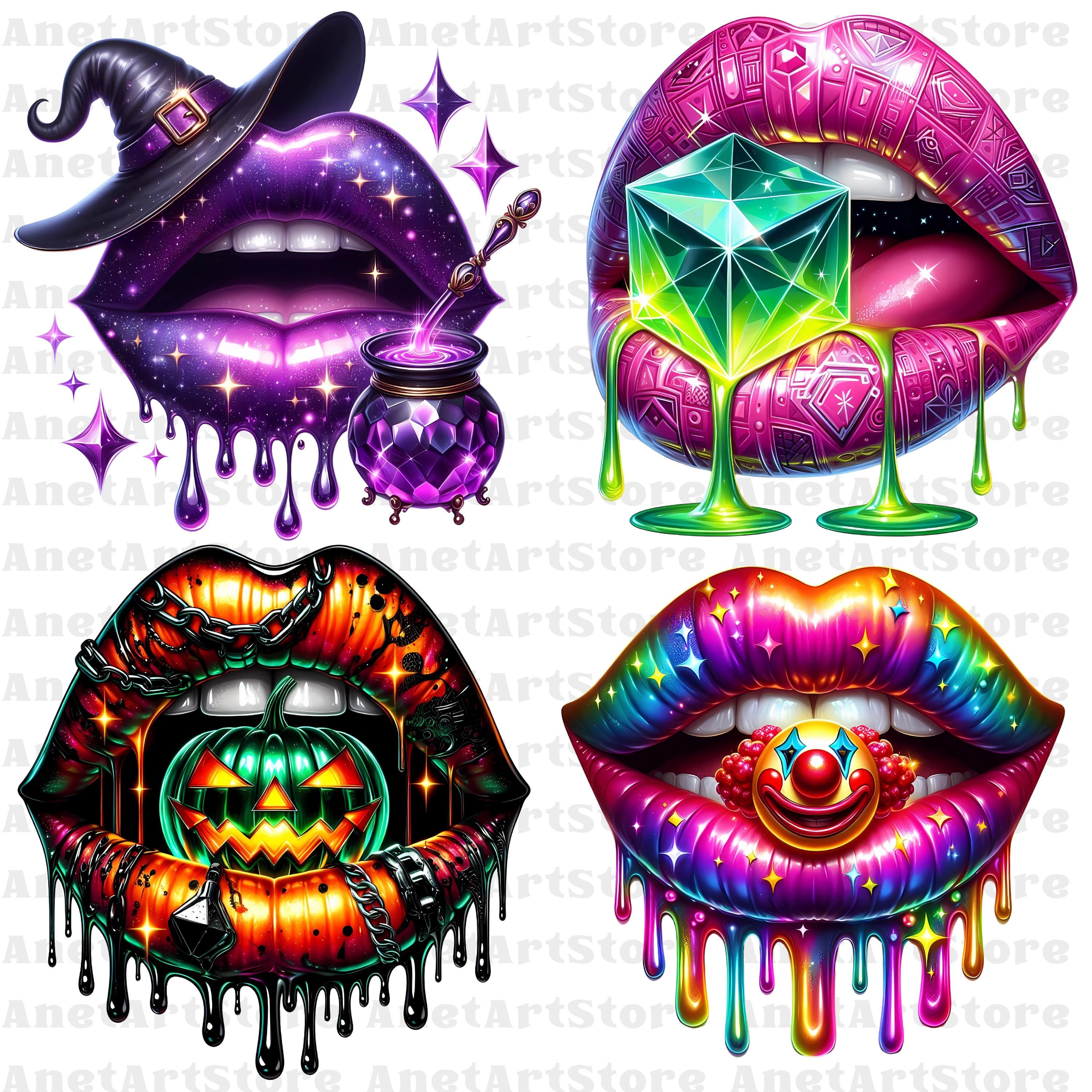 Lips Clipart, Lips Png, Glossy Lips, Spooky Lips, Halloween Clipart ...