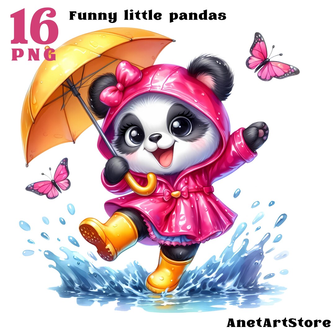 Panda Clipart, Pandas Clipart, Cute Baby Girl Pandas Png, Little Pandas ...