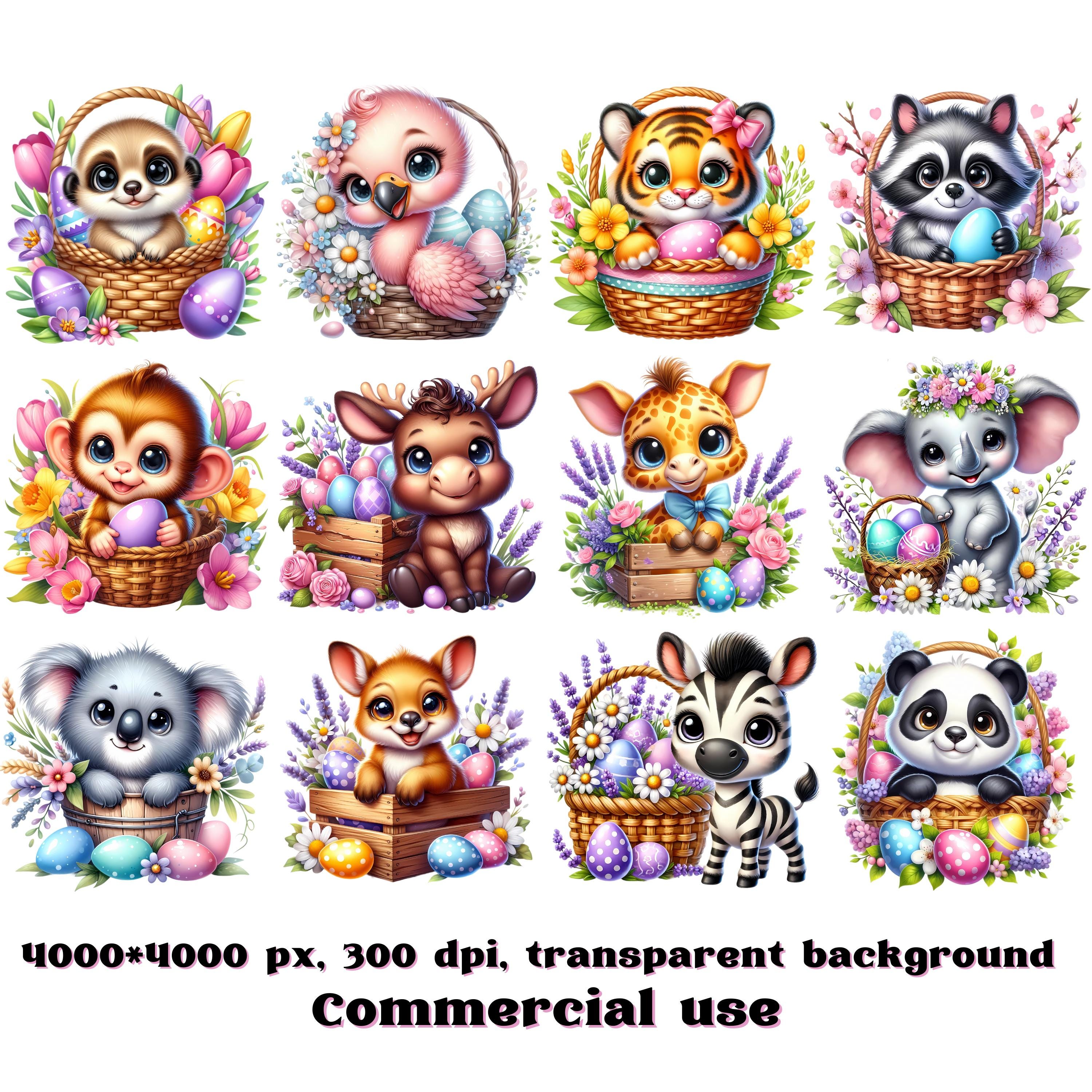 Cute Farm Animals Clipart Easter Clipart Farmhouse Illustration Easter ...