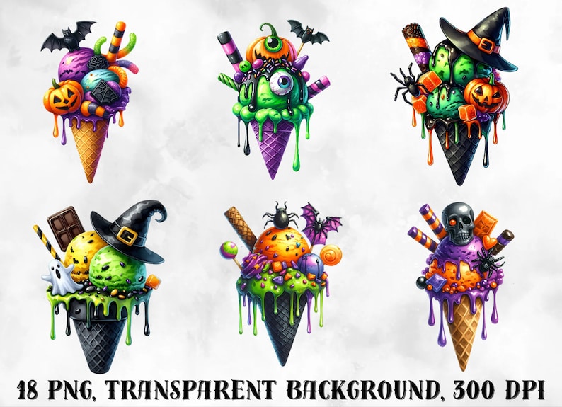 Ice Cream Clipart, Halloween Ice Cream Png, Spooky Clipart, Ice-cream ...