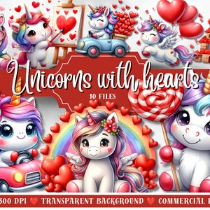 Unicorn Clip Art, Cute Unicorns Clip Art, Valentine's Day Clip Art, B ...