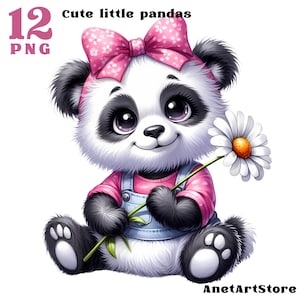 Panda Clipart, Cute Baby Girl Panda Png, Little Pandas Clip Art, Panda ...